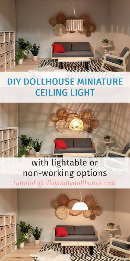 Dollhouse Ceiling Light - DIY Tutorial + Template (Light Bulb or Non ...
