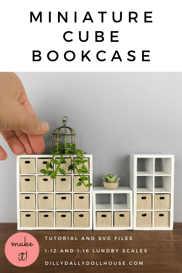Miniature Cube Bookcase/Shelves (Tutorial + SVG) - dilly dally dollhouse